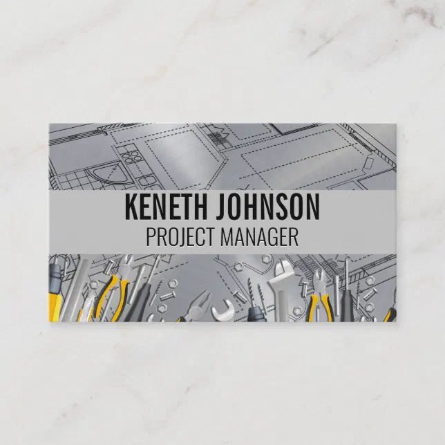 Blueprint | Metallic Steel | Hardware Tools Business Card | Zazzle