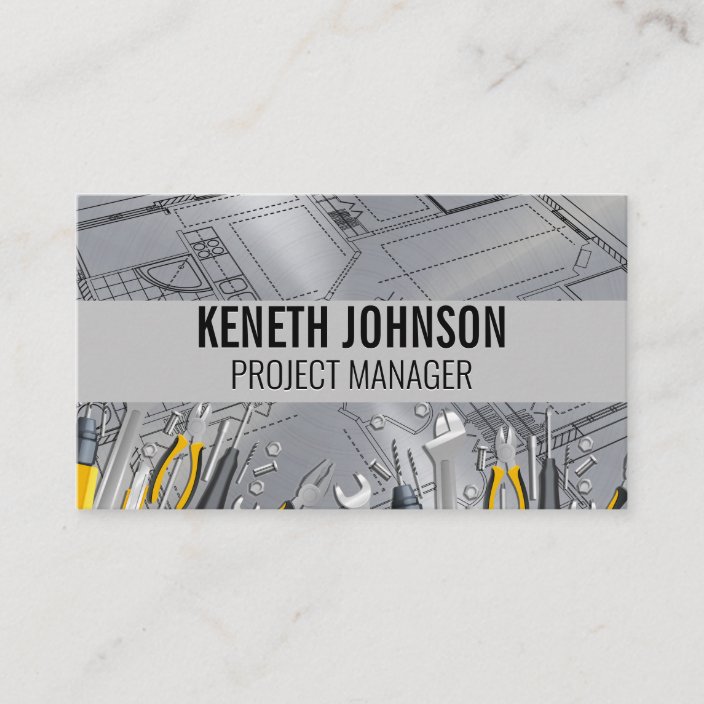 Blueprint | Metallic Steel | Hardware Tools Business Card | Zazzle.com