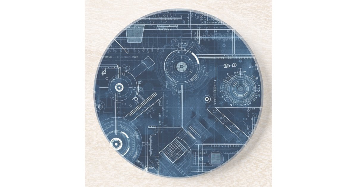 Blueprint Technical Drawing Geometric Coaster | Zazzle