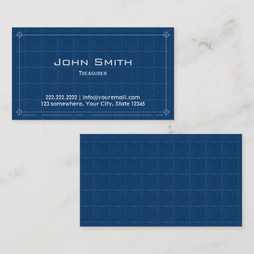 Blueprint Treasurer Business Card | Zazzle