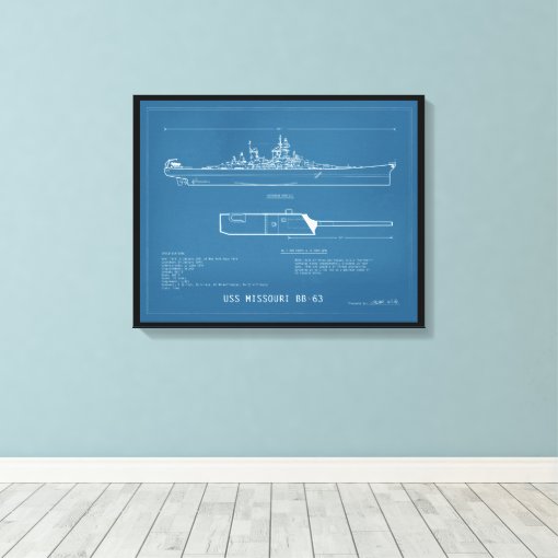 Blueprint USS Missouri BB-63 Canvas Print | Zazzle
