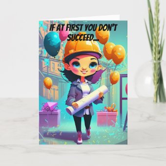 Blueprints and Female Engineer Birthday Card | Zazzle