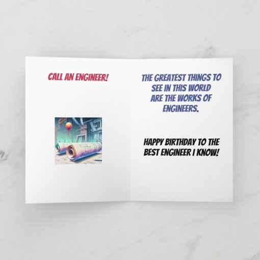 Blueprints and Female Engineer Birthday Card | Zazzle