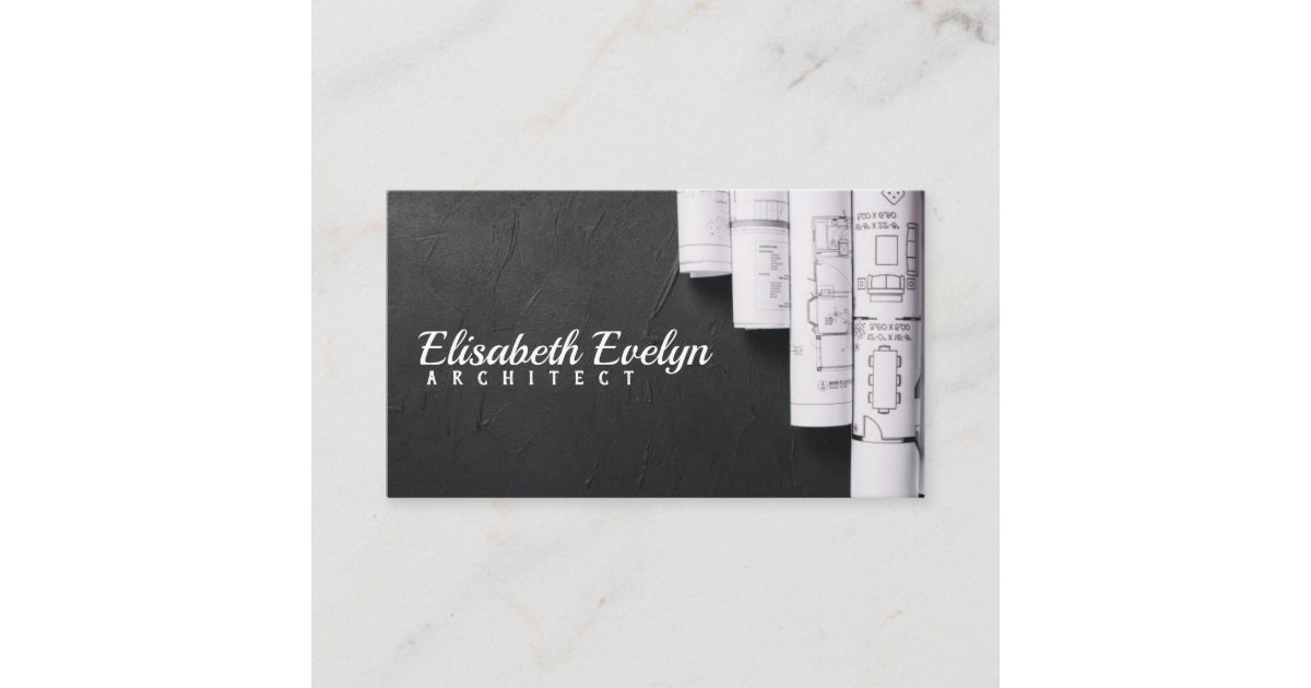 Blueprints on black table business card | Zazzle