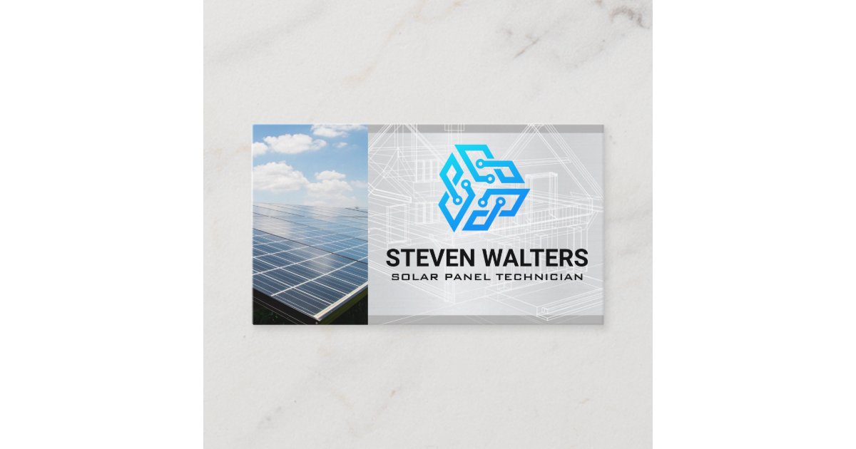 Blueprints | Solar Panel | Tech Logo Business Card | Zazzle
