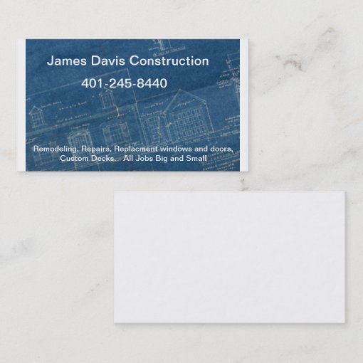 blueprints-stacked, James Davis Construction, 4... Business Card | Zazzle
