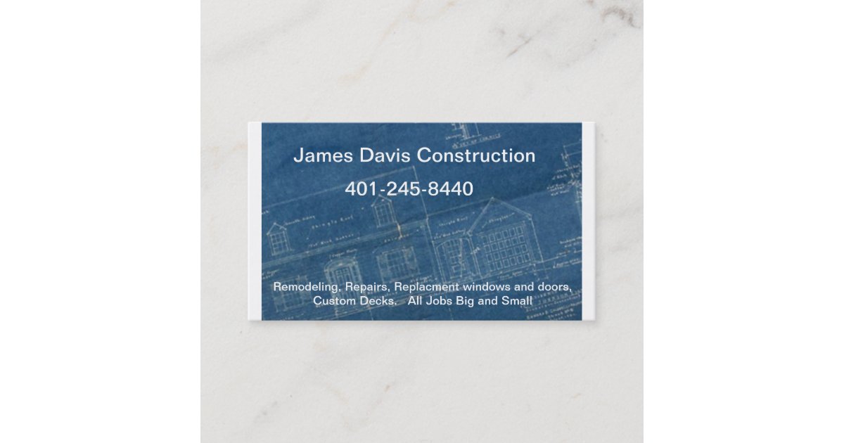 blueprints-stacked, James Davis Construction, 4... Business Card | Zazzle