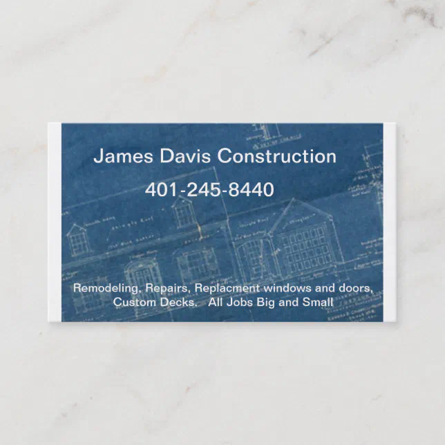 blueprints-stacked, James Davis Construction, 4... Business Card | Zazzle