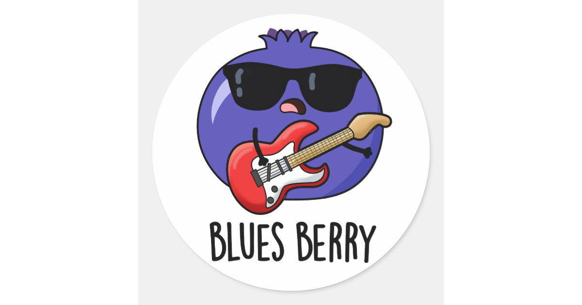 Blues Berry Funny Fruit Pun Classic Round Sticker | Zazzle