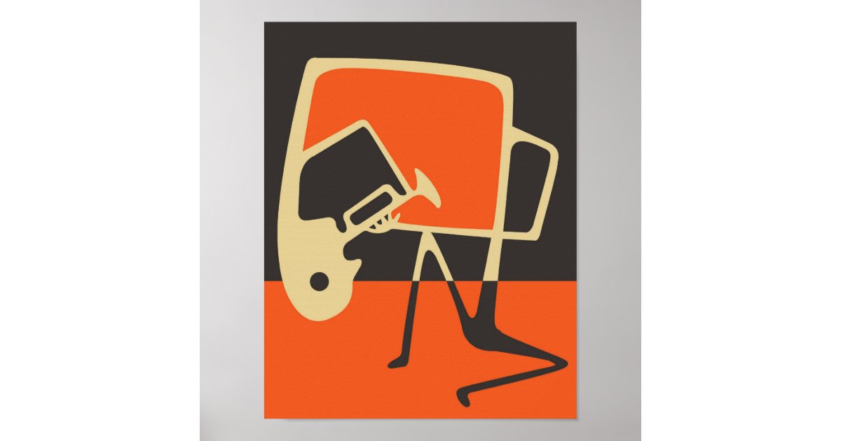 Blues & Jazz Saxophone Abstract Art Poster | Zazzle