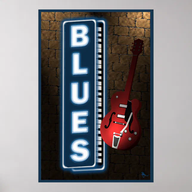 Blues Neon Sign Poster | Zazzle