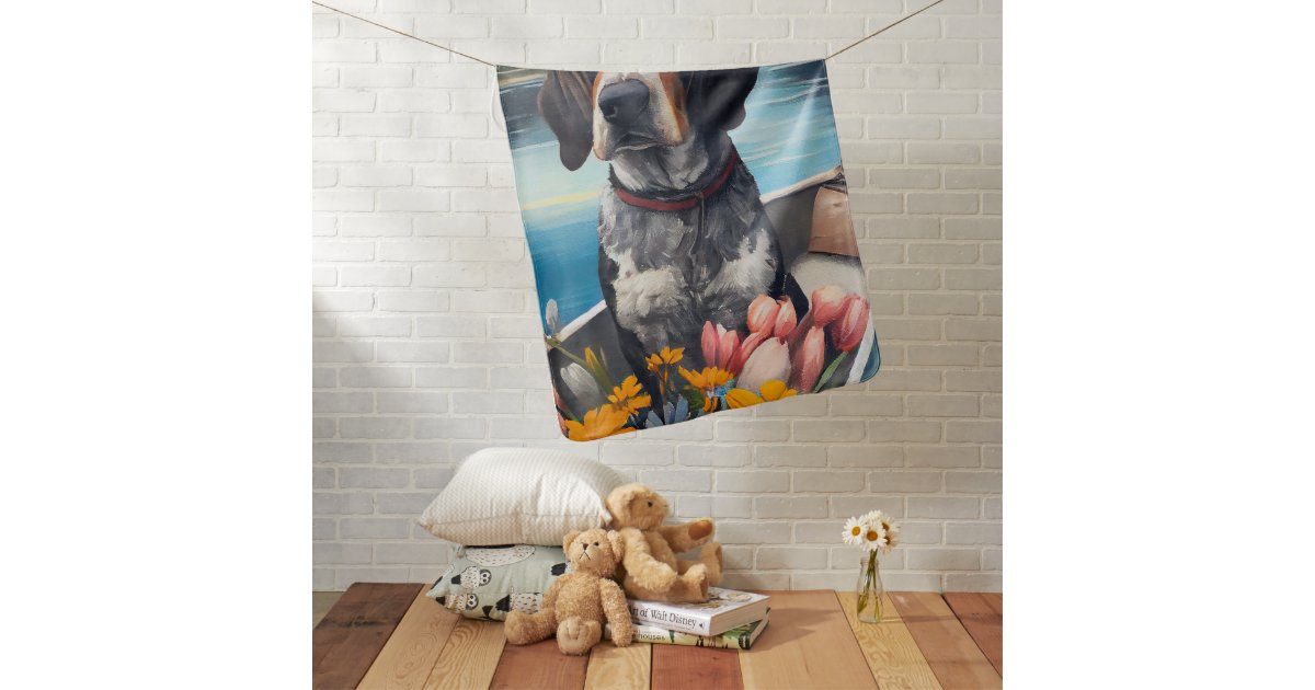 Bluetick Coonhound on a Paddle: A Scenic Adventure Baby Blanket | Zazzle