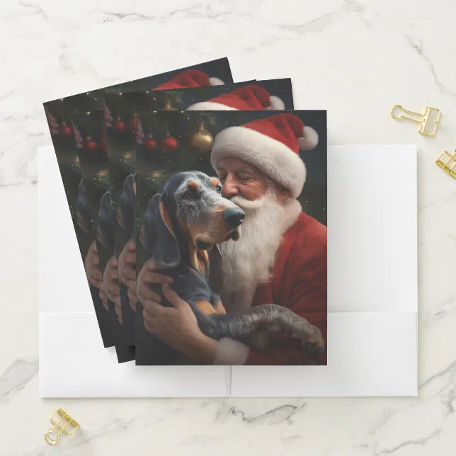 Bluetick Coonhound With Santa Claus Christmas Pocket Folder | Zazzle