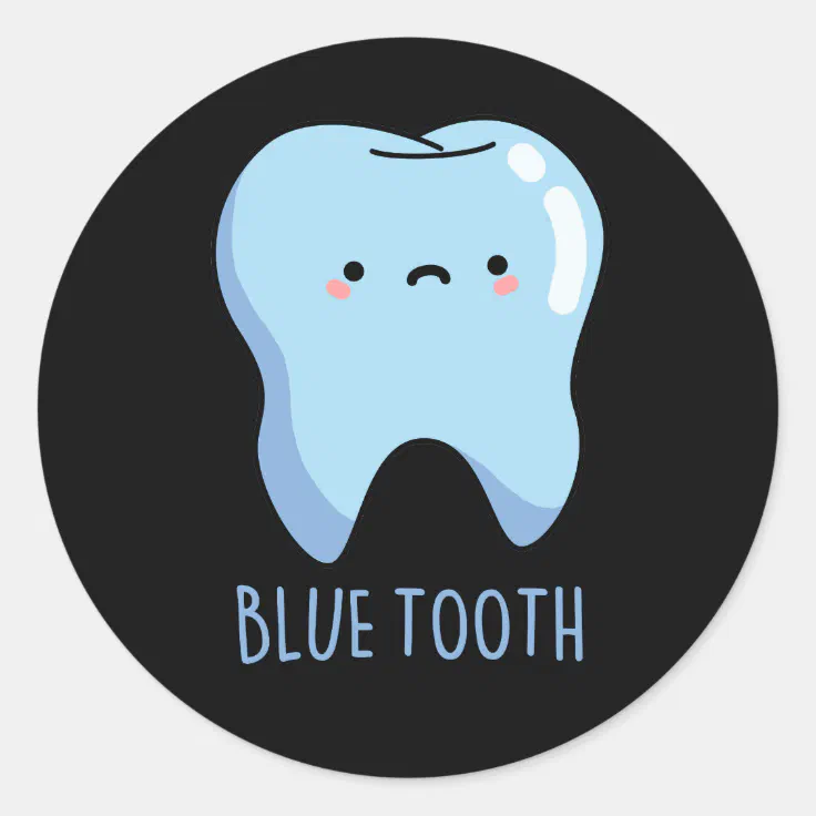 Bluetooth Funny Technical Blue Tooth Pun Dark BG Classic Round Sticker ...