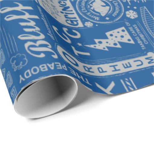 Bluff City Blue Christmas Wrapping Paper | Zazzle