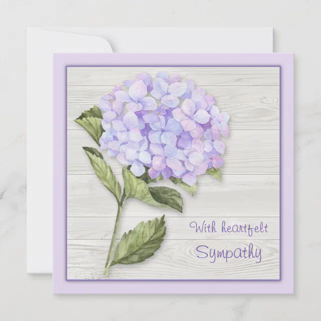 Bluish purple hydrangea Sympathy Card | Zazzle