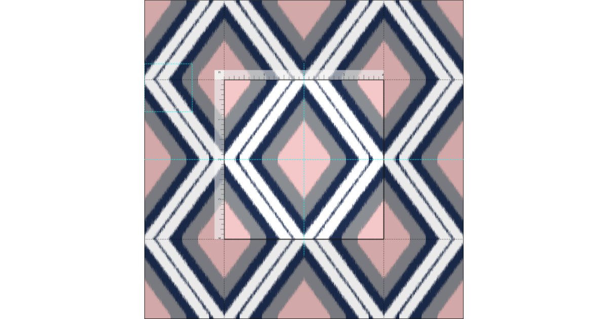Blush and Navy Diamond Ikat Pattern Fabric | Zazzle