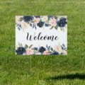 Blush and Navy Welcome Sign Floral Bridal Shower | Zazzle