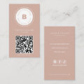 Blush and White Minimalist Vertical Qr Code Business Card | Zazzle
