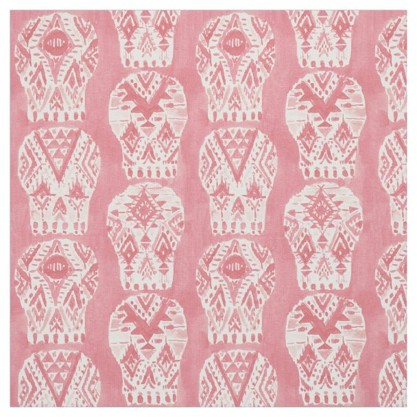 AZTEC MUERTOS Tribal Sugar Skull Pattern Fabric | Zazzle
