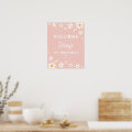 Blush Boho Daisy Floral Girl 1st Birthday Welcome Poster | Zazzle