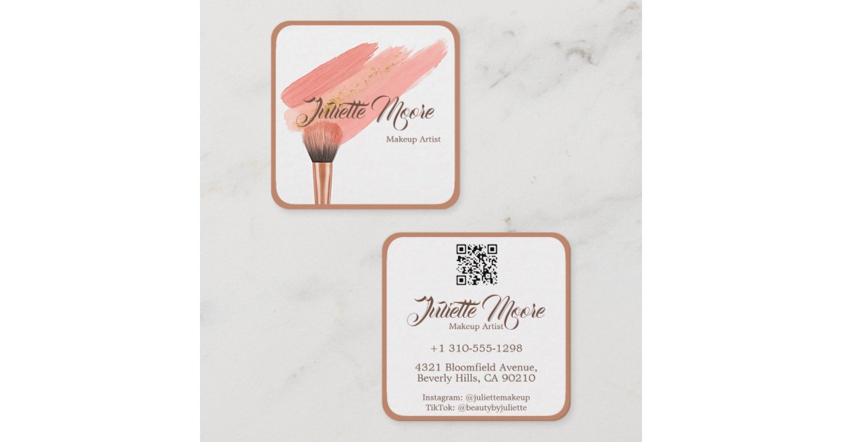Blush Brush Makeup Artist Business Card | Zazzle