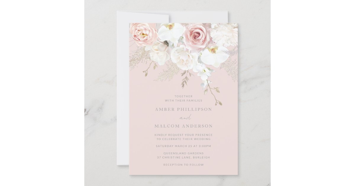 Blush Elegance: All Seasons Floral Wedding Invitation | Zazzle