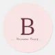 Blush Elegant Monogram Name Classic Round Sticker | Zazzle