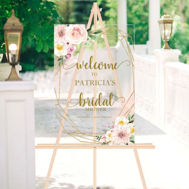 Blush Floral Bridal Shower Welcome Sign | Zazzle