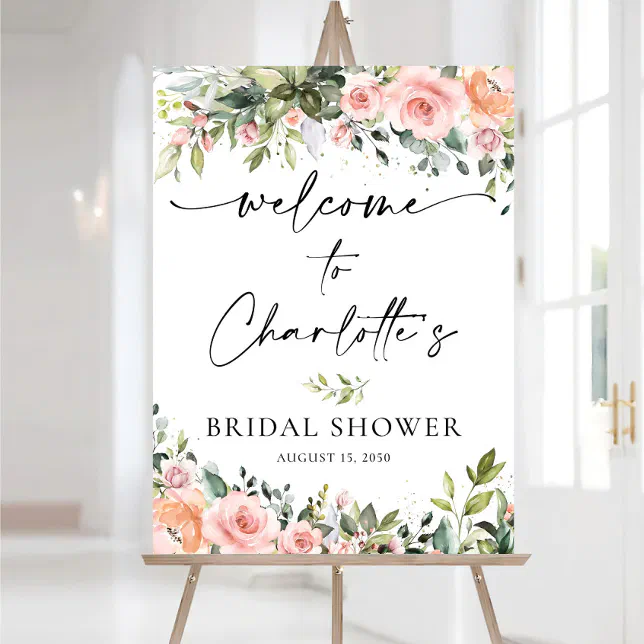 Blush Floral Bridal Shower Welcome Sign Foam Board | Zazzle