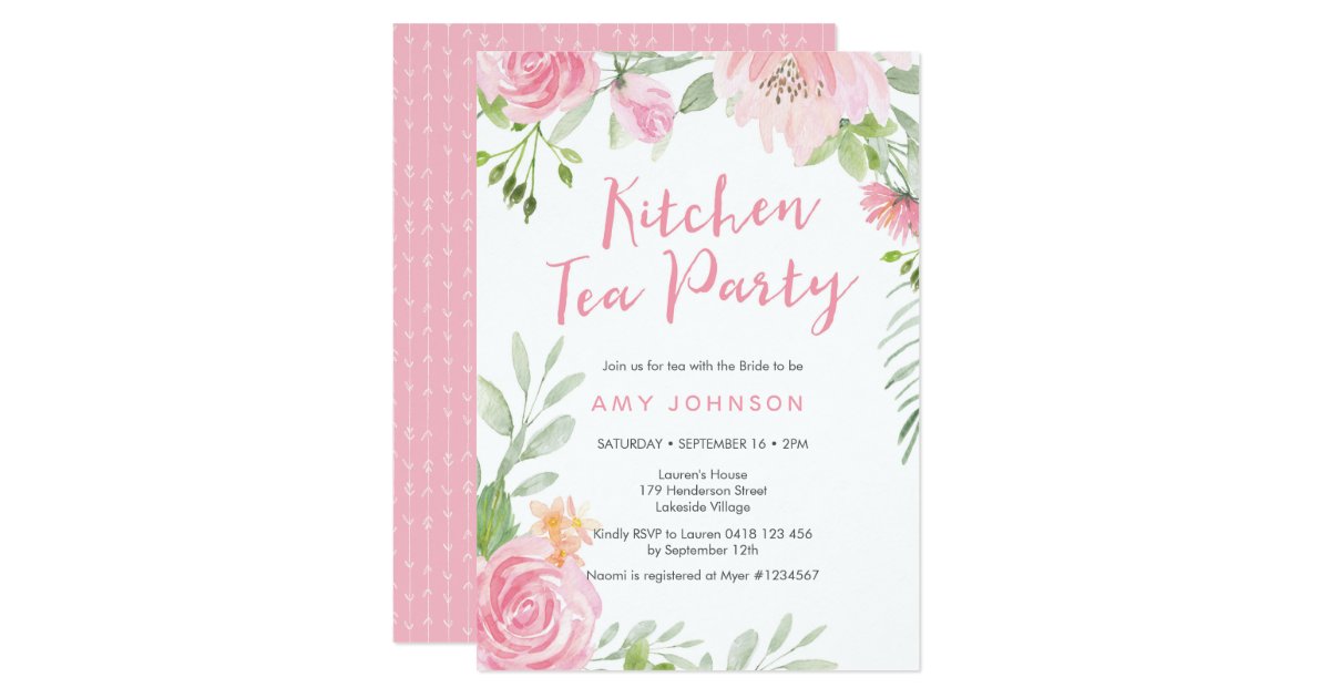 Blush floral Kitchen Tea Party Invitation | Zazzle.com