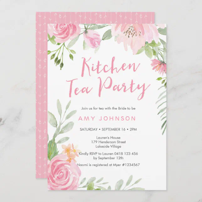 Blush floral Kitchen Tea Party Invitation | Zazzle