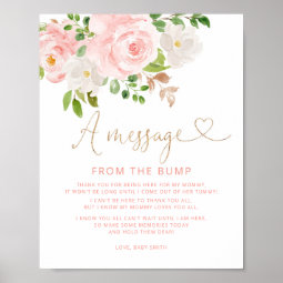 Blush floral message from the bump poster | Zazzle