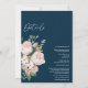 Blush Floral Navy Monogram All In One Wedding Invitation | Zazzle