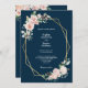 Blush Floral Navy Simple All In One Wedding Invitation | Zazzle