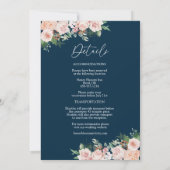 Blush Floral Navy Simple All In One Wedding Invitation | Zazzle