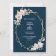 Blush Floral Navy Simple All In One Wedding Invitation | Zazzle