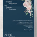 Blush Floral Navy Wedding All In One Invitation | Zazzle