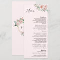 Blush Floral Pink Wedding Flat Menu | Zazzle