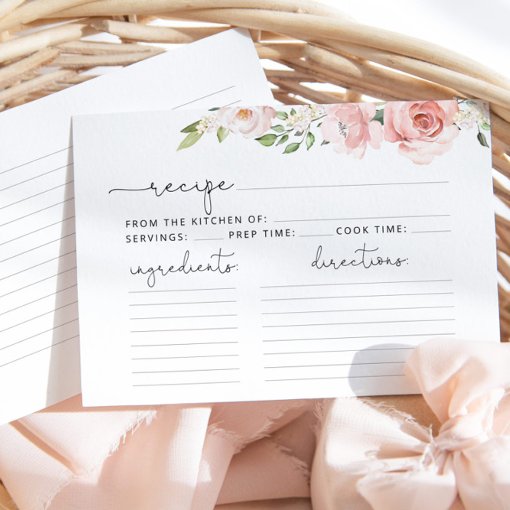 Blush floral recipe card | Zazzle