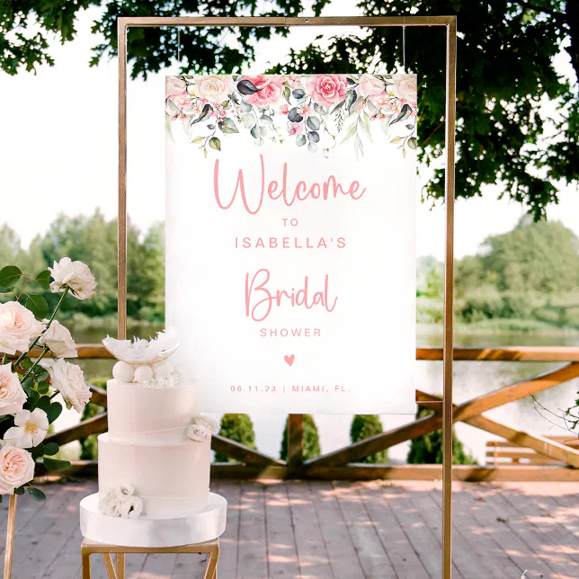 Blush Floral | Watercolor Welcome Sign Poster | Zazzle
