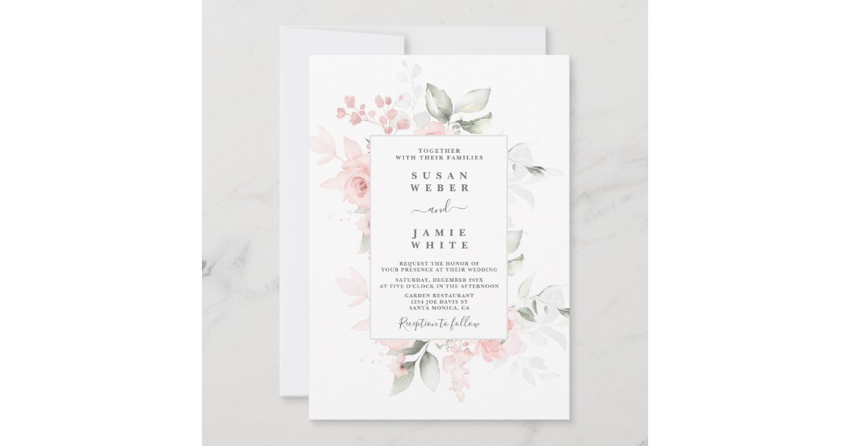 Blush Floral wedding Invitation | Zazzle