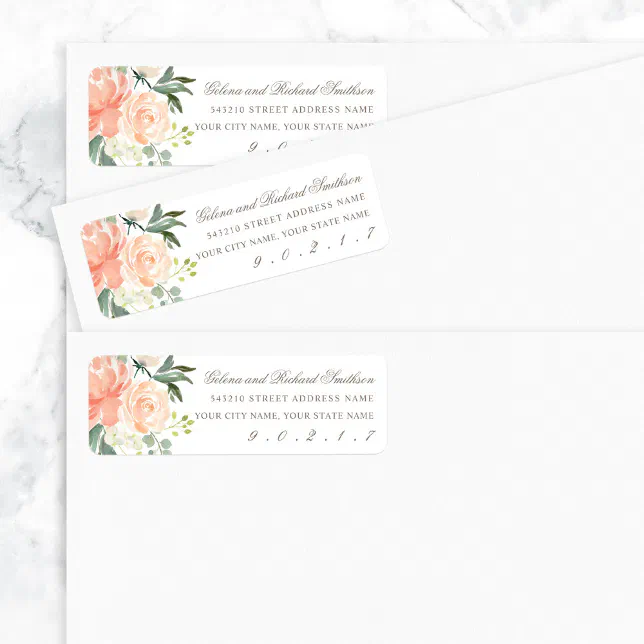 Blush Floral Wedding Return Address Label | Zazzle