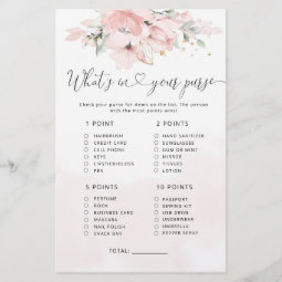 Blush floral what's in your purse game | Zazzle