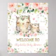 Blush Floral Woodland Owl Baby Shower Birthday Poster | Zazzle