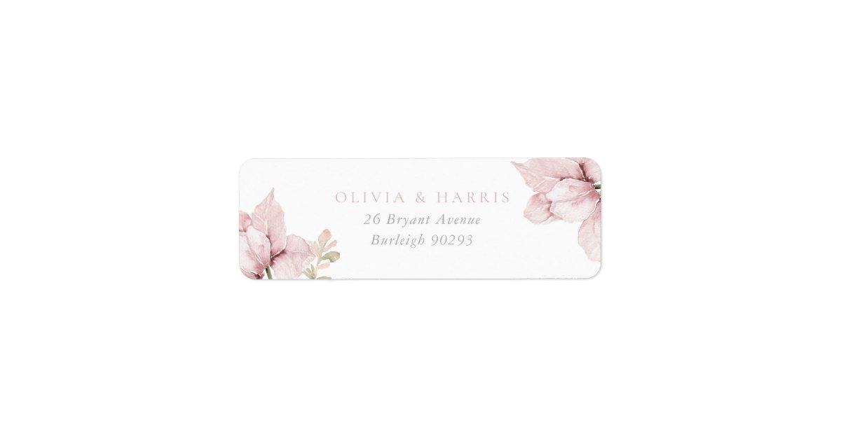 Blush Flower Petals Elegant Wedding Return Address Label | Zazzle