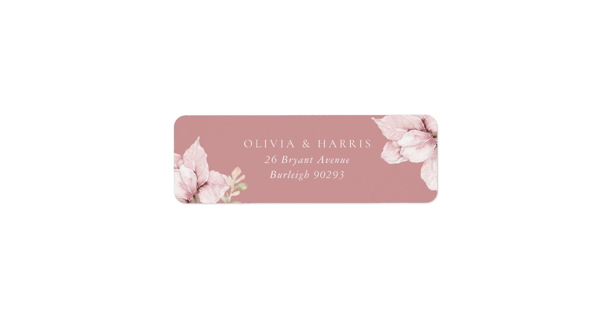 Blush Flower Petals Wedding Return Address Label | Zazzle