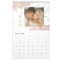 Blush Geometric | Trendy Watercolor and Photo Calendar | Zazzle