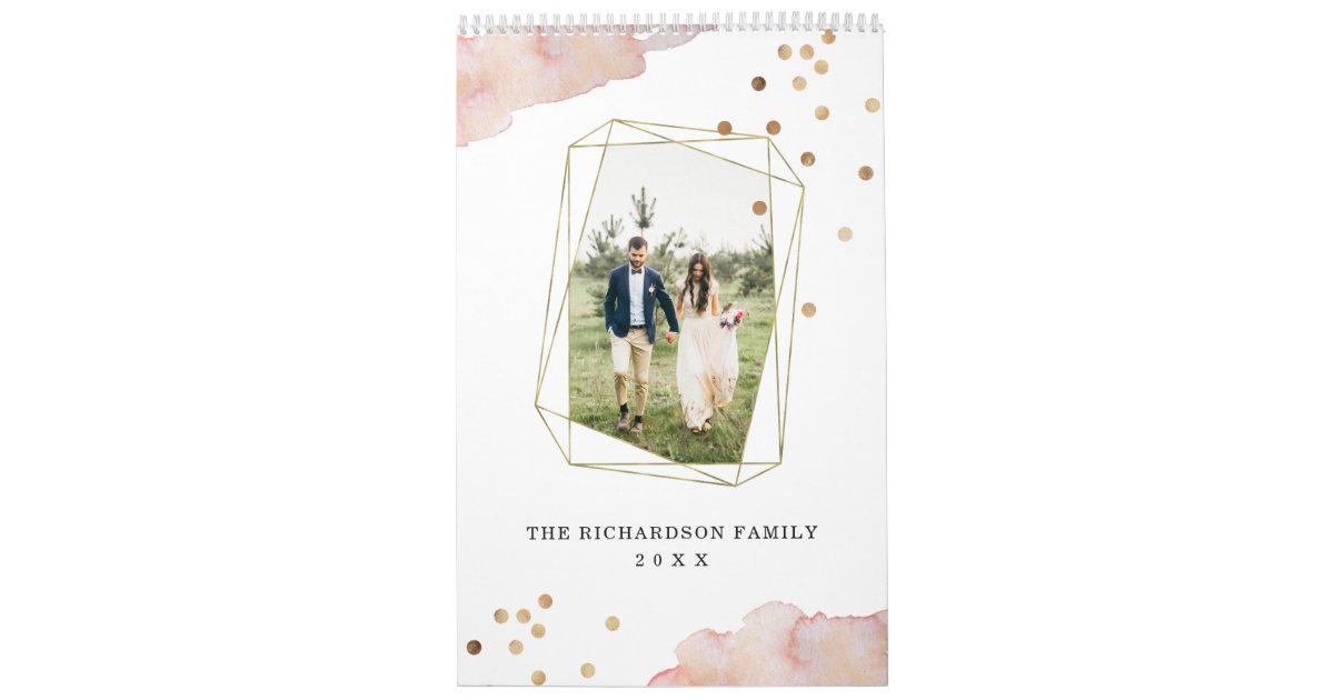 Blush Geometric | Trendy Watercolor and Photo Calendar | Zazzle
