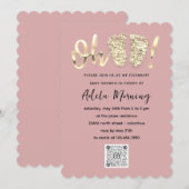 Blush Gold Confetti Feet Baby Girl QR CODE Invitation | Zazzle